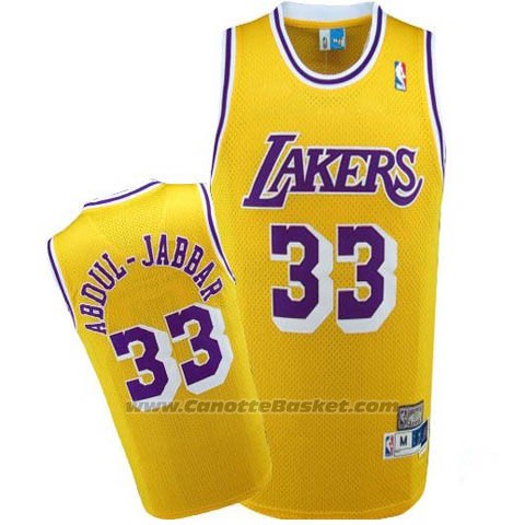 Maglia Los Angeles Lakers Kareem Abdul-Jabbar #33 Retro Giallo Poco Prezzo